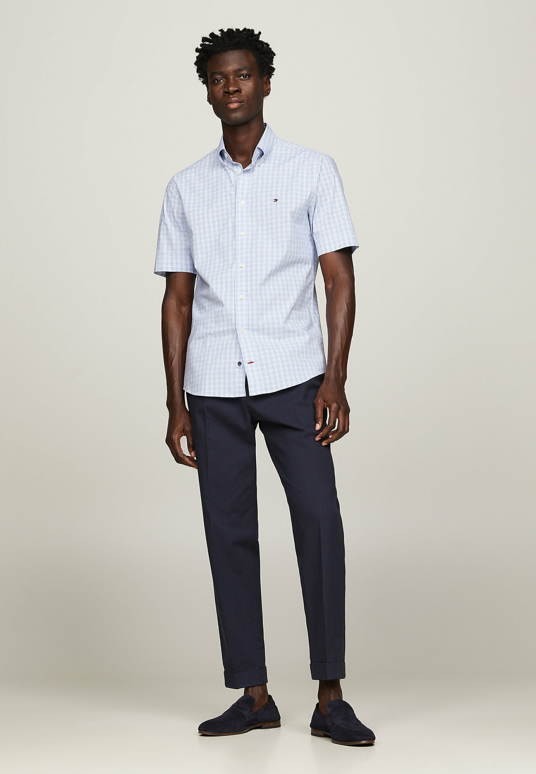 Tommy Hilfiger CHECK REGULAR FIT SHORT SLEEVE Hemd optic white ultra blue multi weiB Zalando