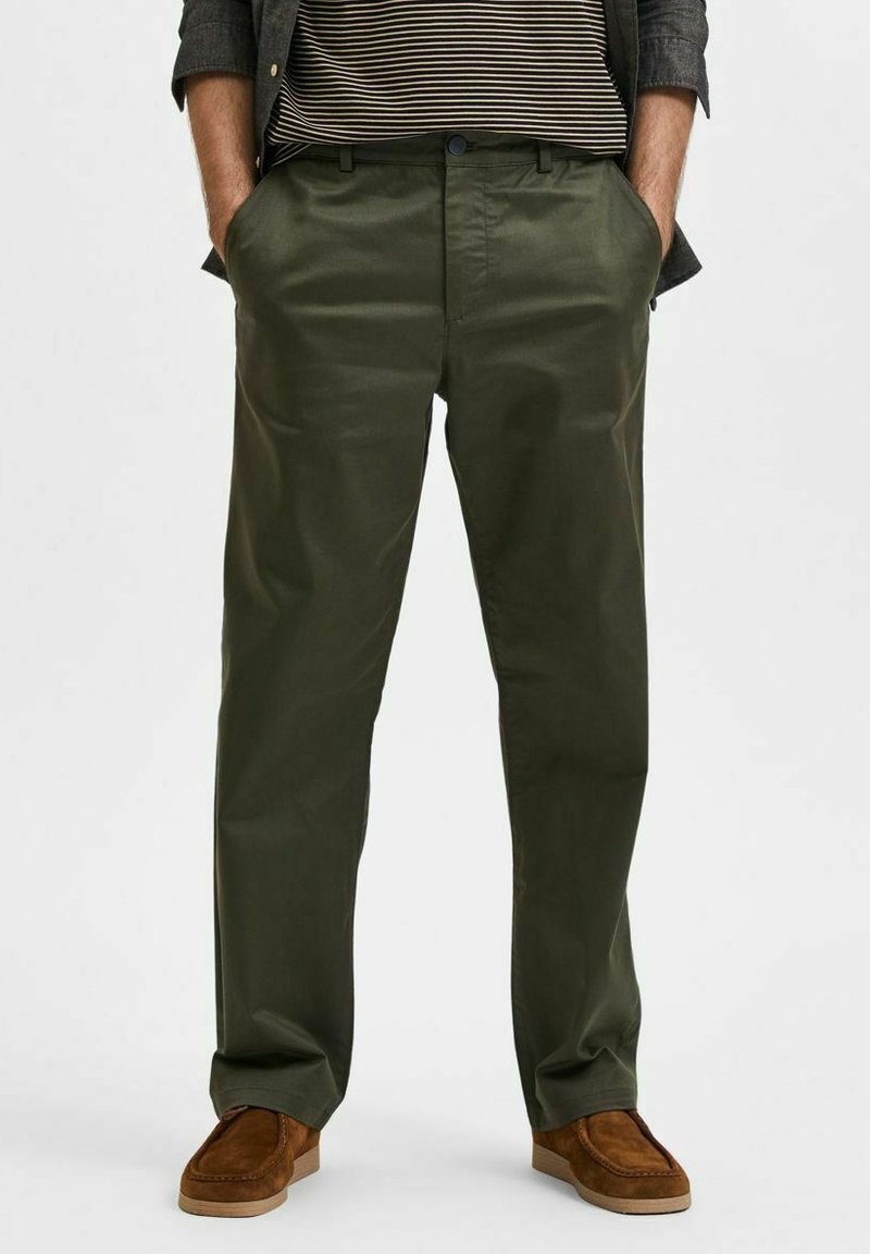 Selected Homme SLHLOOSE SALFORD FLEX PANTS - Chino - forest night ...