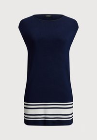 Lauren Ralph Lauren Woman TWO TONE CAP SLEEVE SHIFT SWEATER DRESS - Shift dress - refined navy ...