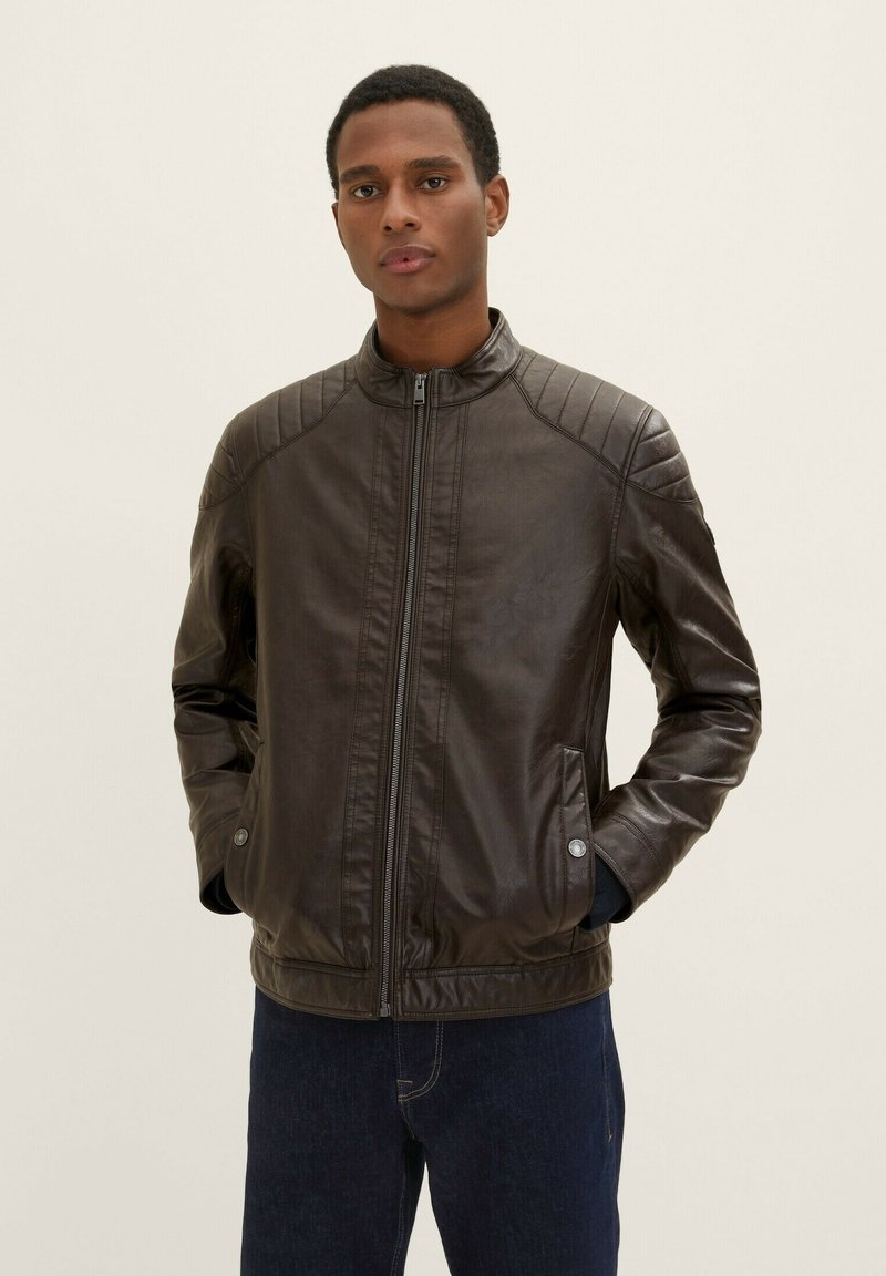 TOM TAILOR JACKET - Kunstlederjacke - espresso brown fake leather/braun ...