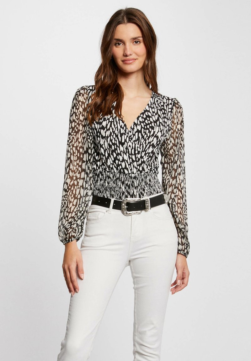 Morgan Long Sleeved Print Blouse Multico Noir Zalando Fr