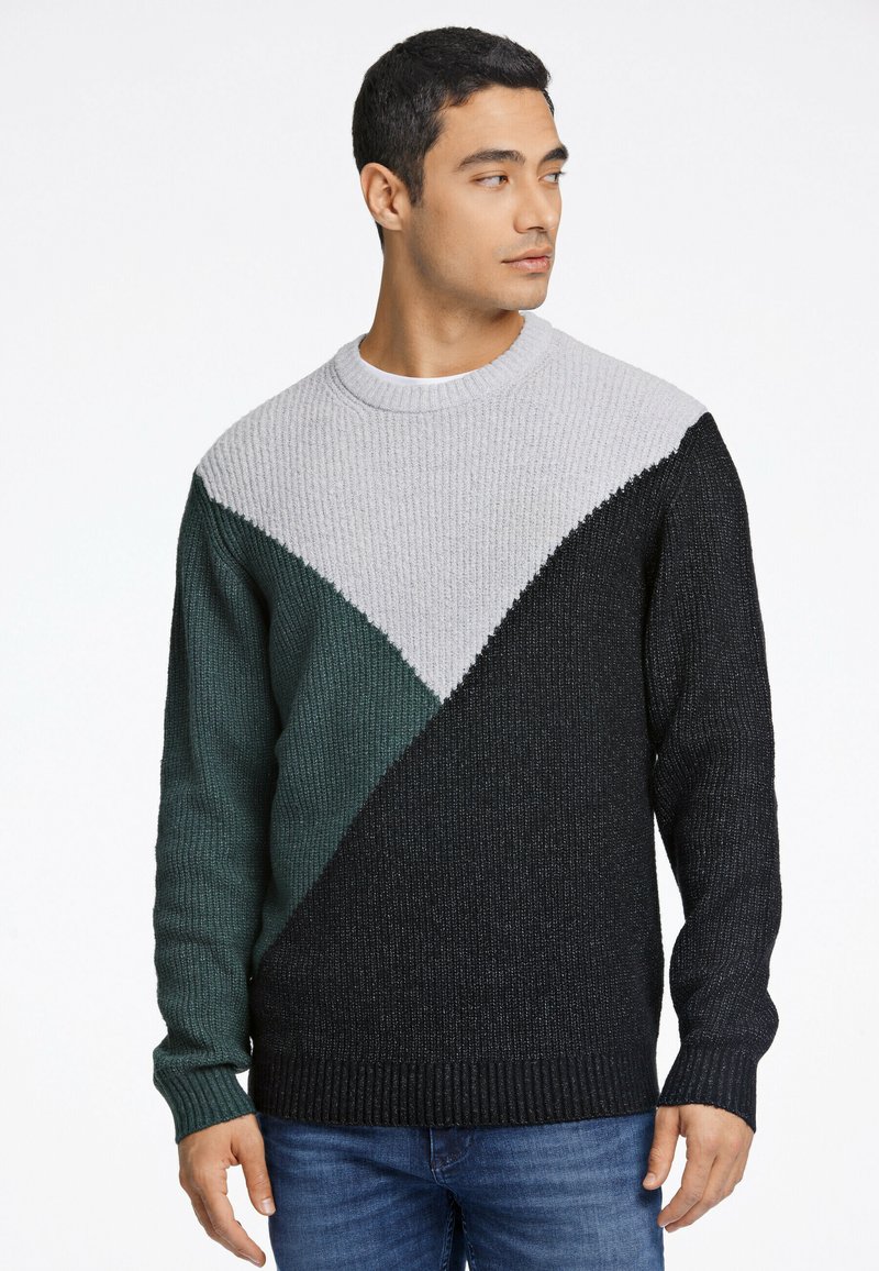 Lindbergh GRAPHIC COLOR BLOCK - Jumper - black - Zalando