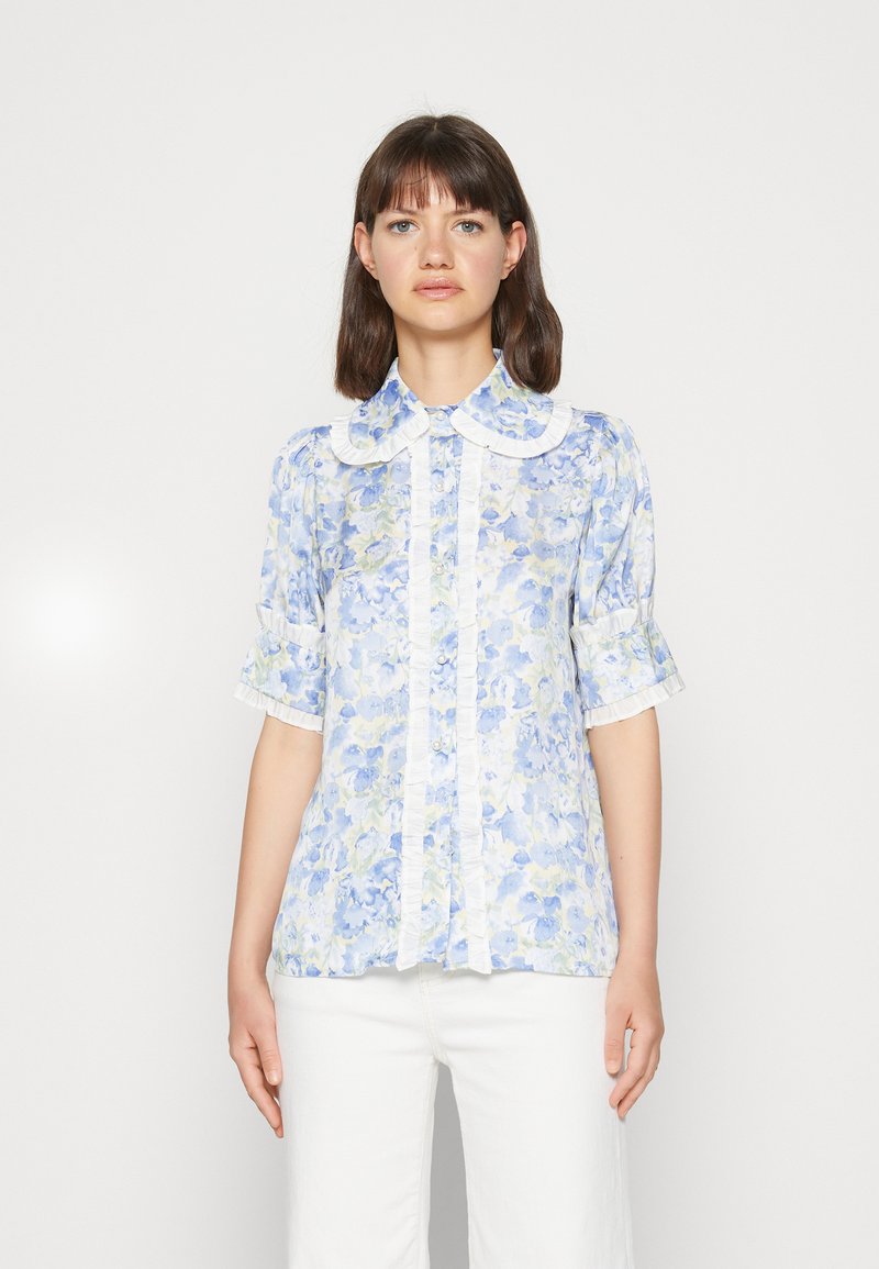 Sister Jane SKY FLORAL RUFFLE BLOUSE - Hemdbluse - blue/blau - Zalando.ch
