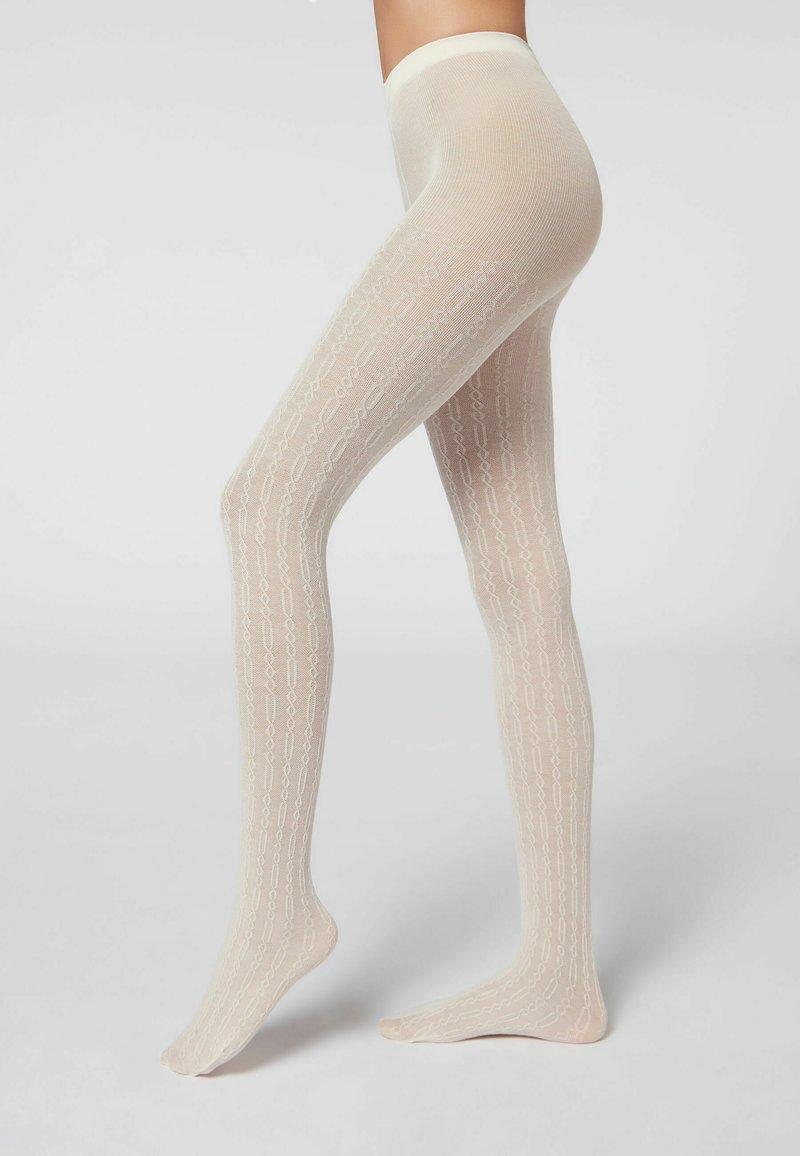 Calzedonia CABLE PATTERNED - Tights - hautfarben cream yarn cashmere ...