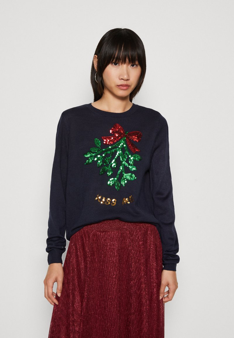 ONLY ONLXMAS MISTLETOE O NECK - Pullover - night sky/bleu marine ...