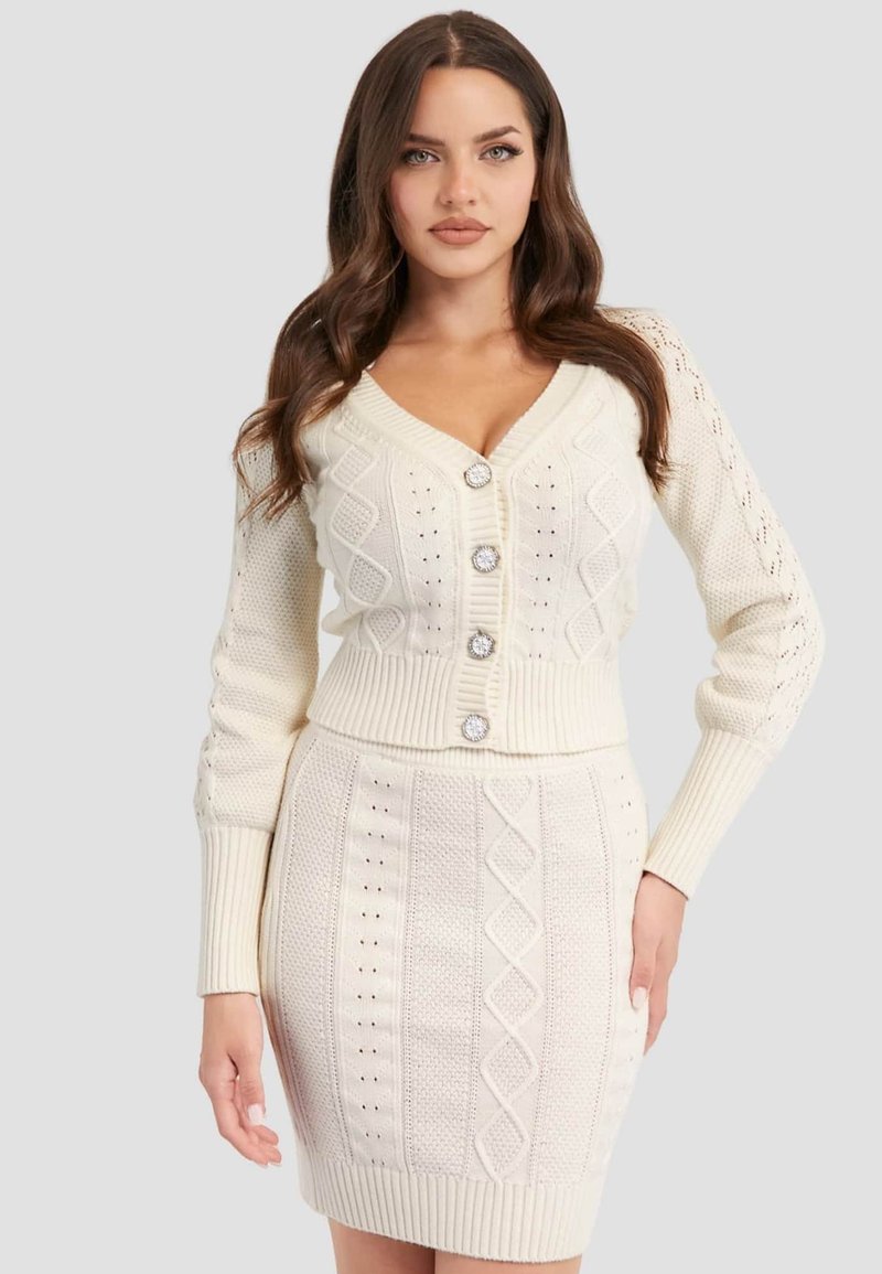 Guess MIT ZOPFMUSTER - Cardigan - creme/bej - Zalando.ro