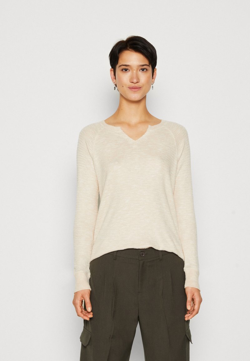 American Eagle NOTCH NECK - Jumper - oatmeal heather/beige - Zalando.ie