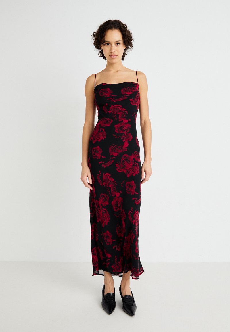 Gina Tricot COWL NECK DRESS - Robe longue - red/black/rouge - ZALANDO.FR