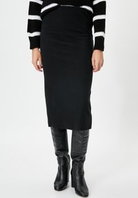 Koton MEDIUM RISE MIDI - Jupe crayon - black/noir - ZALANDO.FR