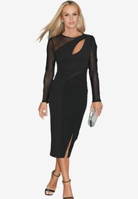 Lipsy CUT OUT SPLIT MIDI - Robe fourreau - black/noir - ZALANDO.FR