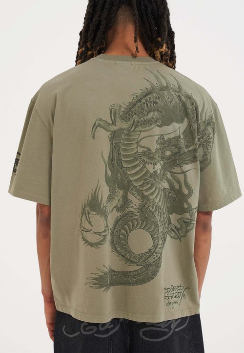 Ed Hardy NEW YORK CITY - T-shirt con stampa - washed mosstone/verde ...