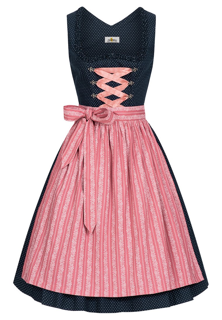 Almsach HERMINE - Dirndl - dark blue/dusky pink/dark blue - Zalando.de