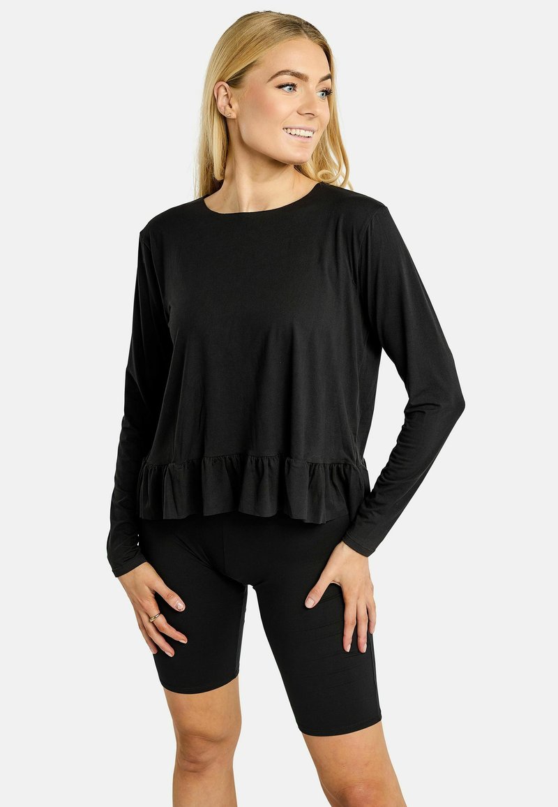 Liberté Essentiel ALMA FRILL - Langærmet T-shirt - black/sort - Zalando.dk