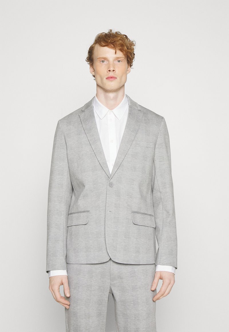 Only & Sons ONSMARK CHECK BLAZER - Suit jacket - medium grey melange ...