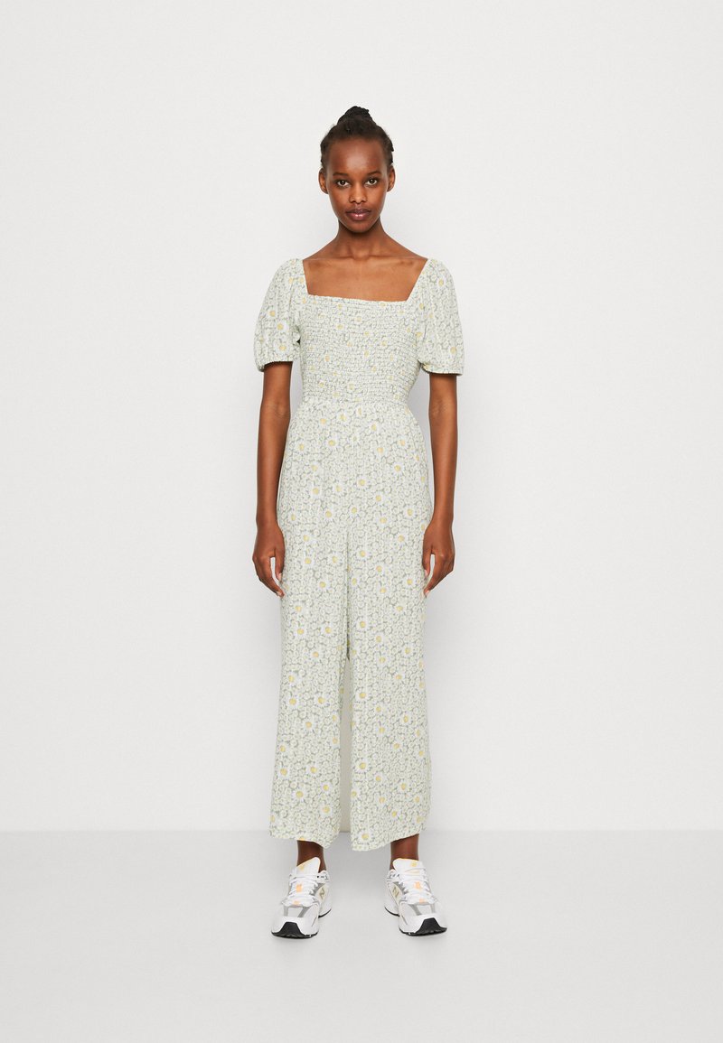 American Eagle JENNER SMOCKED - Mono - olive/white/verde oliva - Zalando.es