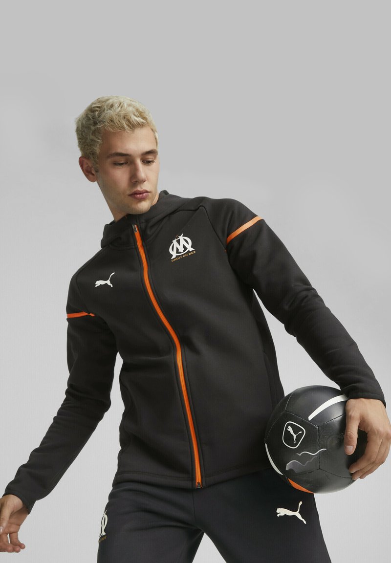 Puma OLYMPIQUE DE MARSAILLE CASUALS - Sweatjacke - black-rickie orange ...