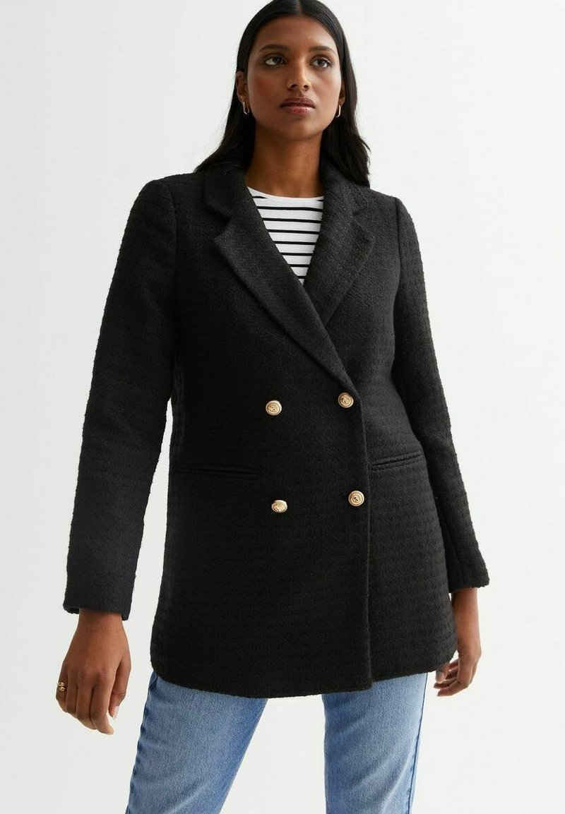 New Look BOUCLE REVERE COLLAR LONG SLEEVE FOUR BUTTON - Halflange jas ...