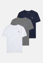 Abercrombie & Fitch ICON TEE 3 PACK - Basic T-shirt - bright white/mood indigo/high rise ...