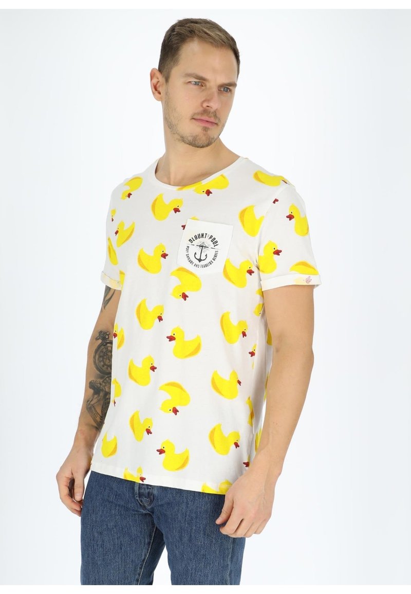 Blount & Pool TROPICAL POCKET - T-Shirt print - white yellow duck/weiß ...