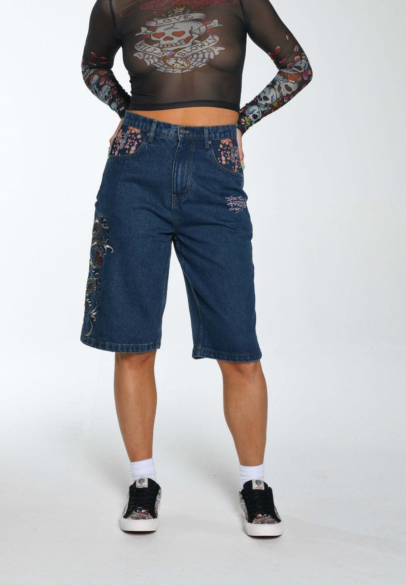 Ed Hardy DRAGON - Short en jean - indigo/denim bleu - ZALANDO.FR