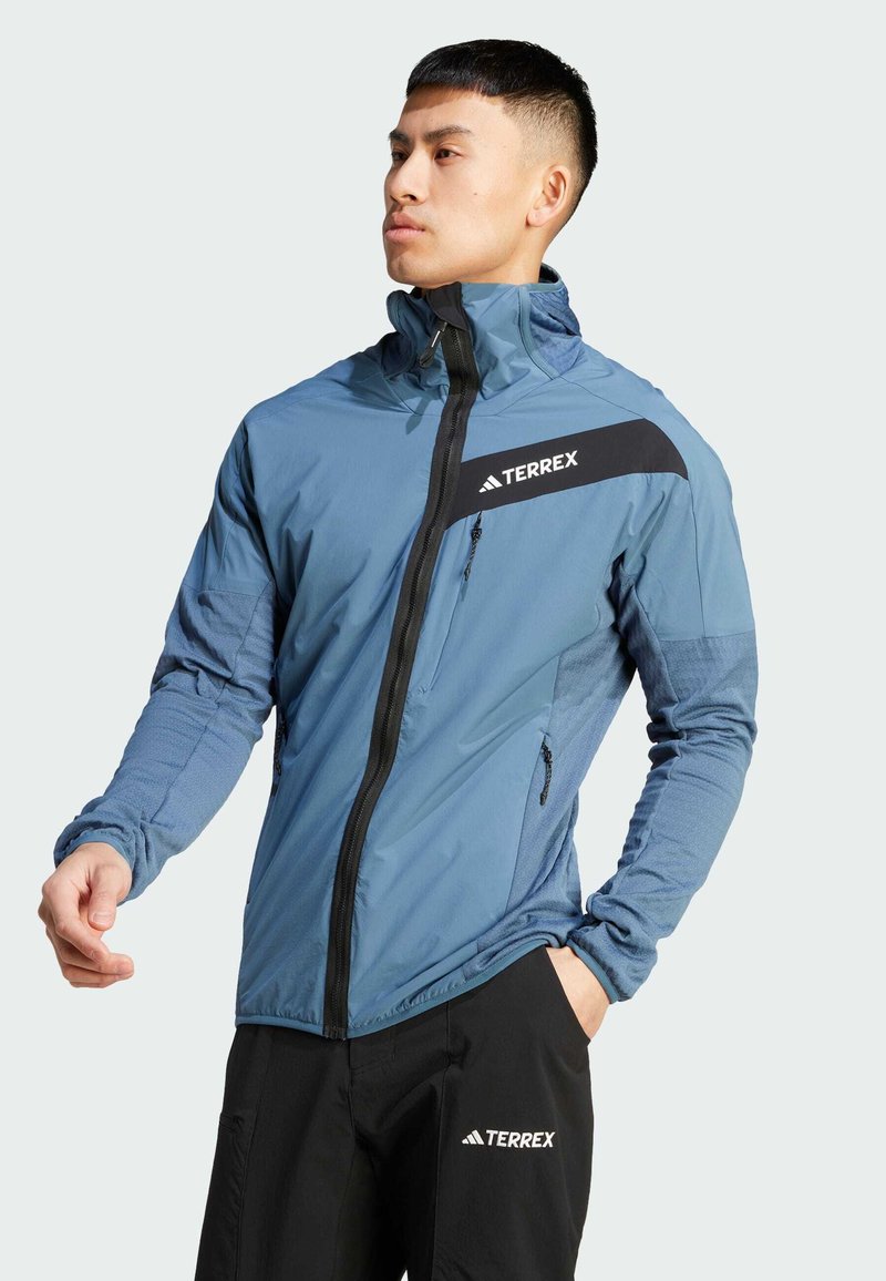 Adidas Terrex TERREX TECHROCK HOODED WIND FLEECE JACKET - Fleecejacke - dark grey/dunkelgrau ...