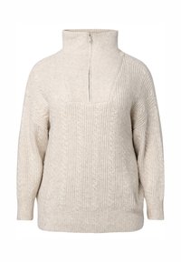 Zizzi MIT ZOPFMUSTER UND REISSVERSCHLUSS - Jersey de punto - pumice ...