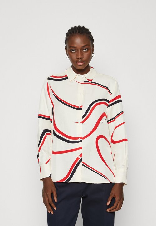 Tommy Hilfiger SMALL RIBBON COLLARLESS REG - Bluse - ecru/weiß - Zalando.ch