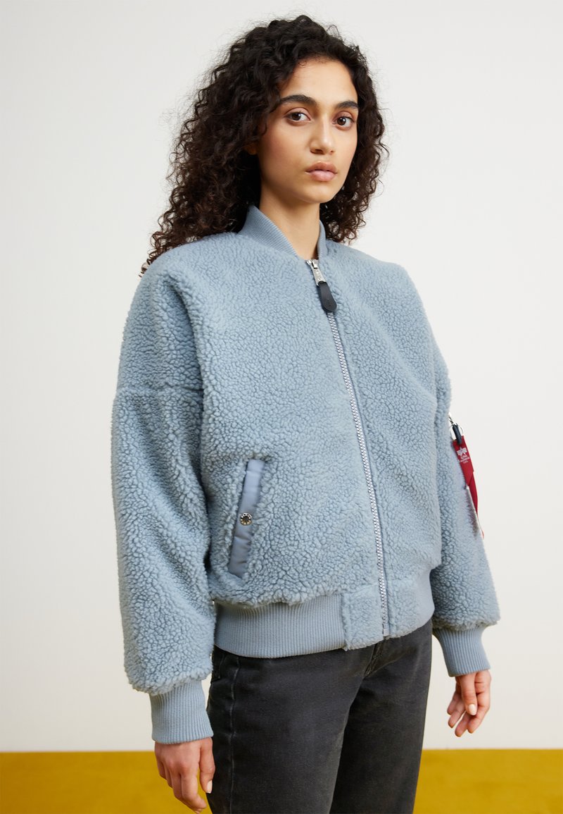 Alpha Industries MA-1 VF TEDDY WMN - Light jacket - grey blue/blue-grey ...