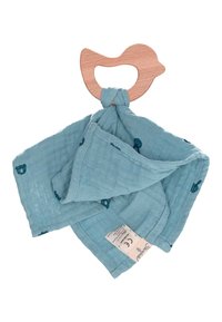 Sterntaler CUDDLE CLOTH WITH WOODEN TEETHING RING - Beißring - blau ...