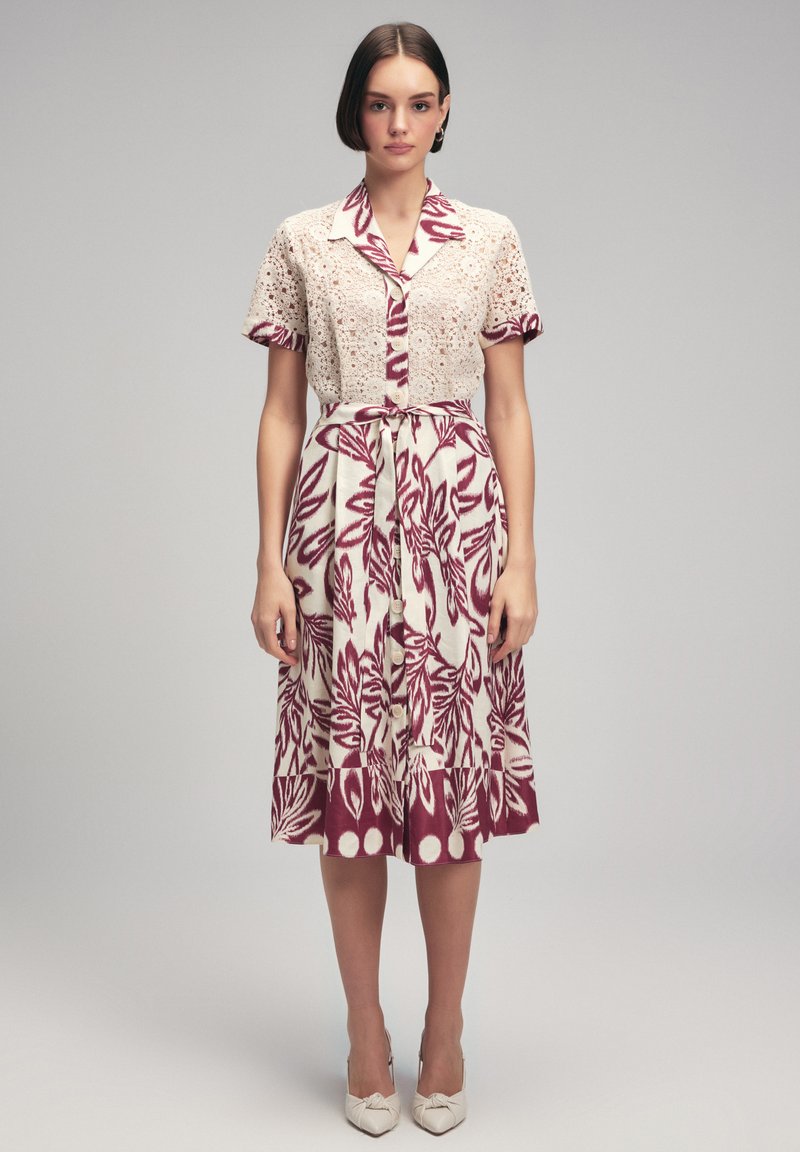 adL GARNISHED PRINTED - Shirt dress - patterned vanilla/mottled beige ...