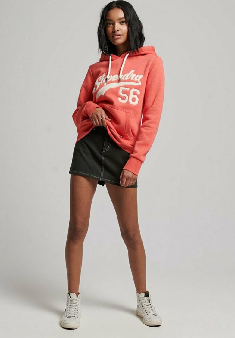 Superdry VINTAGE SCRIPTED COLLEGIATE - Hoodie - red coral marl ...
