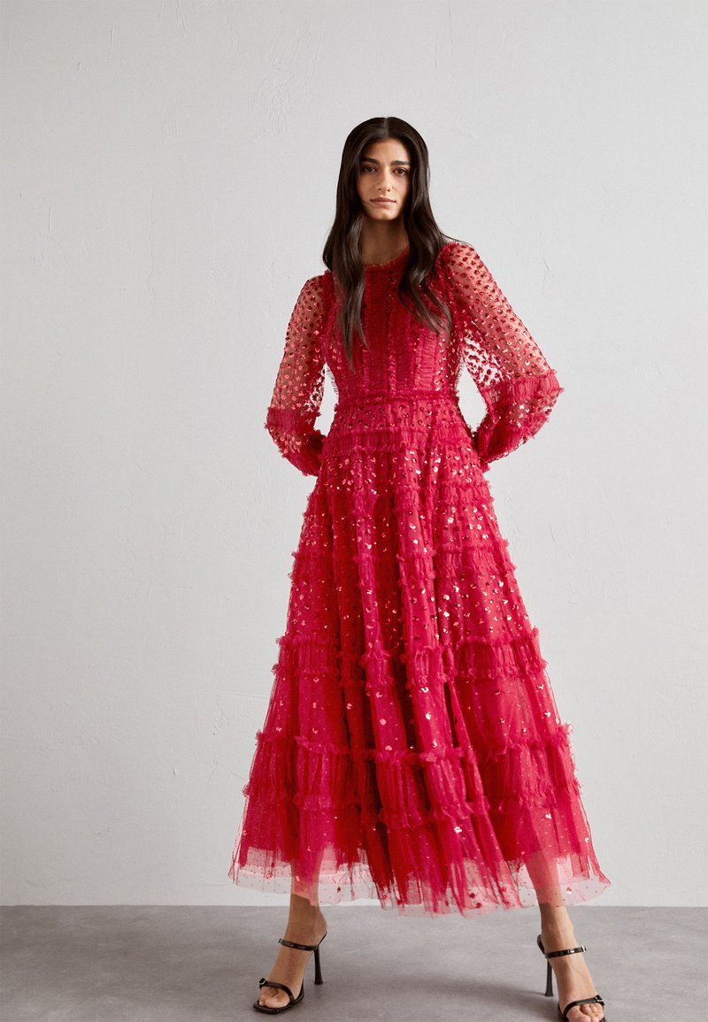 Needle & Thread DOT SHIMMER ANKLE GOWN - Gallakjole - deep red/rød ...