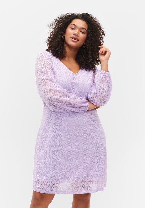 Zizzi MIT BRODERIE ANGLAISE - Vapaa-ajan mekko - black/musta - Zalando.fi
