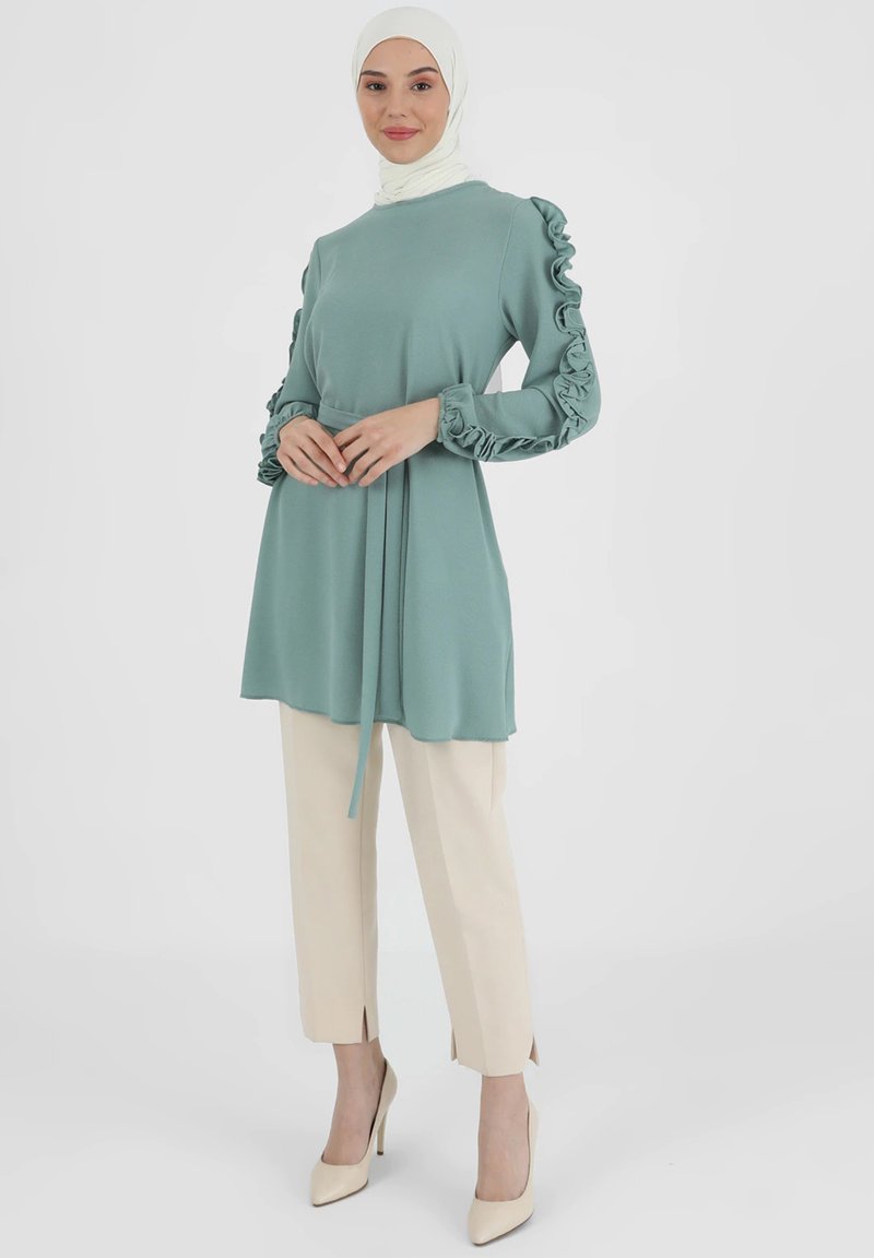 Modanisa FRILL DETAILED TAVIN - Tunic - green - Zalando.ie
