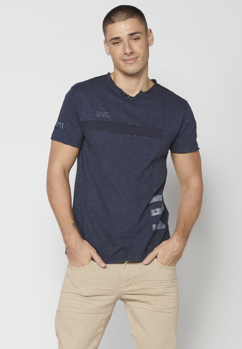Koroshi SHORT SLEEVE - T-shirt con stampa - indigo blue/blu - Zalando.it