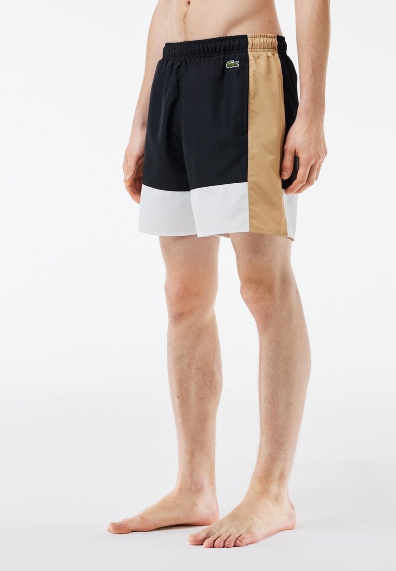 Lacoste Short de bain - noir/beige/blanc/beige - ZALANDO