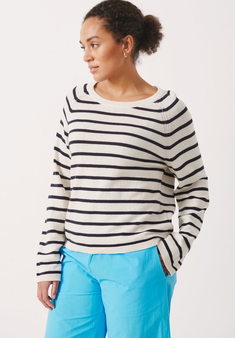 Part Two NIELAN - Strickpullover - dark navy stripe/offwhite - Zalando.at