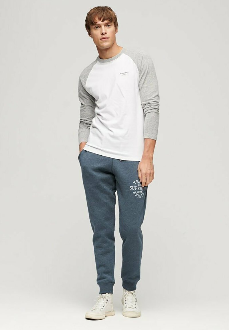 Superdry Athletic College Logo Joggers Tracksuit Bottoms Black Blue