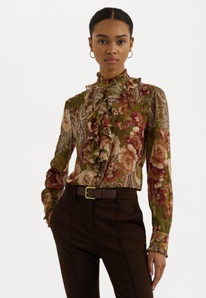 Lauren Ralph Lauren Petite BOSBELL LONG SLEEVE BUTTON FRONT SHIRT - Bluse - purple multi ...