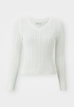 Hollister Co. ICON CABLE VNECK - Strickpullover - cloud dancer/weiß ...