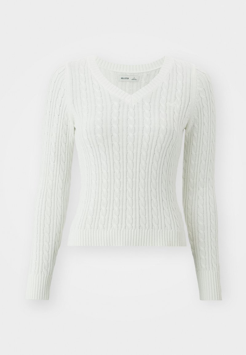 Hollister Co. ICON CABLE V NECK - Strickpullover - cloud dancer/weiß ...