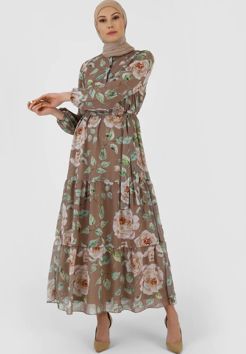 Modanisa FLORAL BUTTON COLLAR - MODEST - REFKA - Maxi dress - pink ...