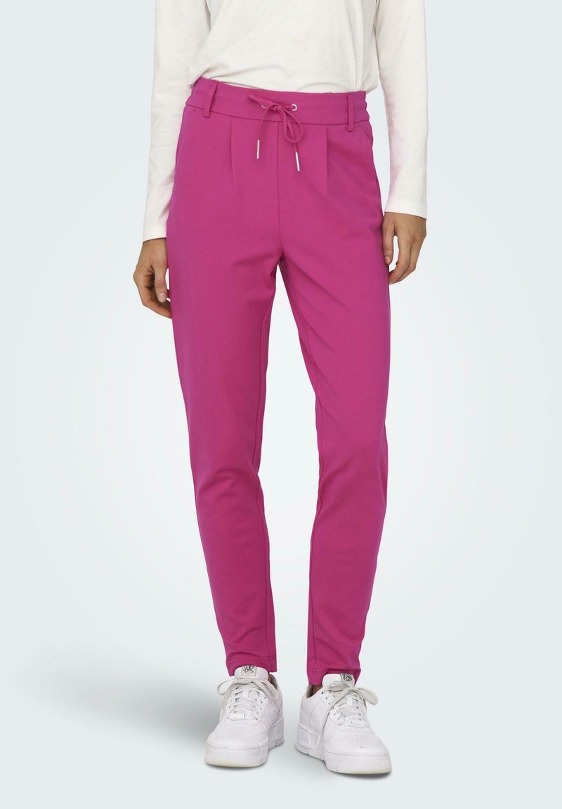 ONLY POPTRASH LIFE EASY COL - Trousers - raspberry rose/pink - Zalando