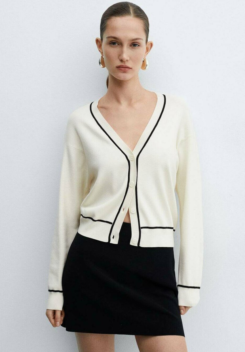 Mango PIPING - Cardigan - grezzo/off-white - Zalando.ie