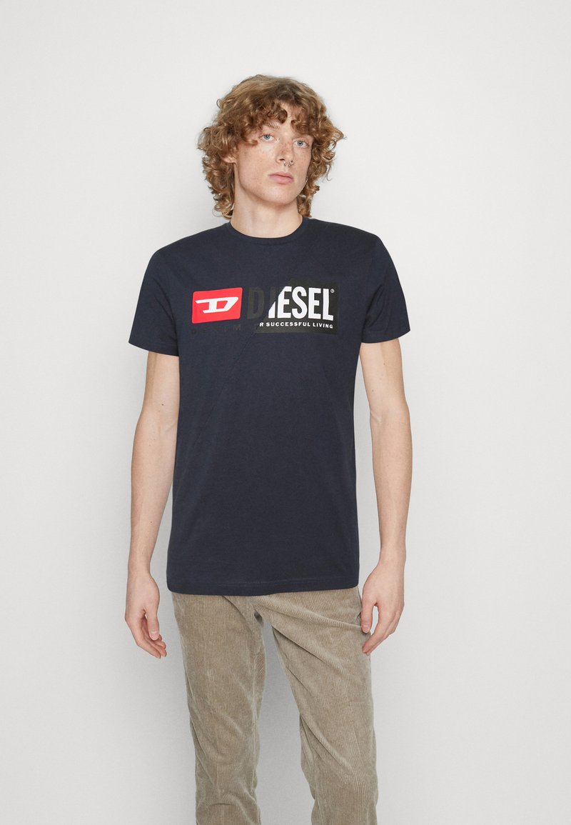 Diesel BROKEN LOGO DIEGO FIT UNISEX - Nyomott mintás póló - blue/kék ...