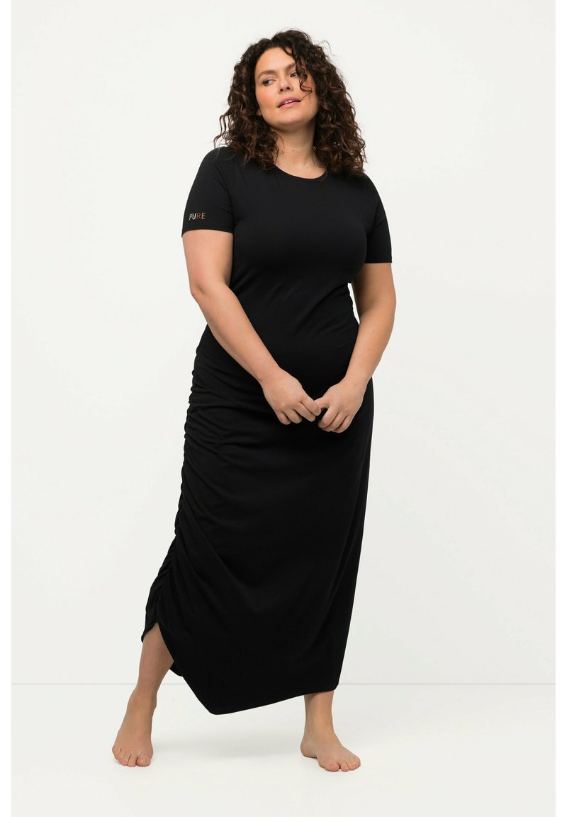 Ulla Popken RONDE HALS KORTE MOUWEN BIOLOGISCH - Maxi-jurk - zwart - Zalando.nl