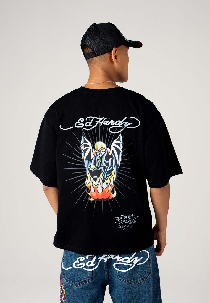 Ed Hardy FLAMING-DEVIL OVERSIZE - Print T-shirt - black - Zalando.ie