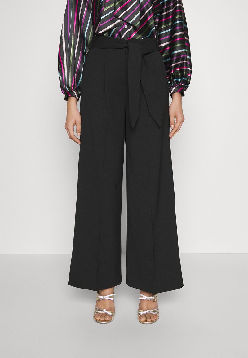 kate spade new york WIDE LEG TIE WAIST PANT - Tygbyxor - black/svart ...