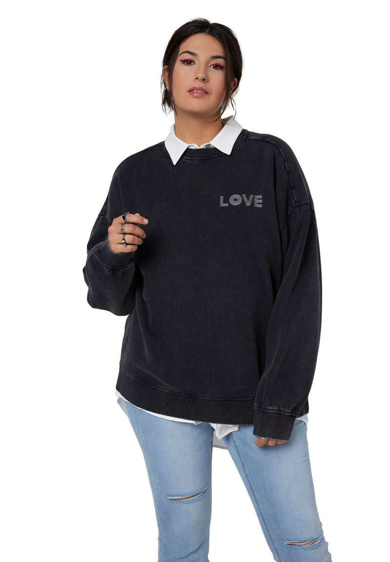 Studio Untold ACID WASHED LOVE PRINT BALLON-LANGARM - Mikina ...