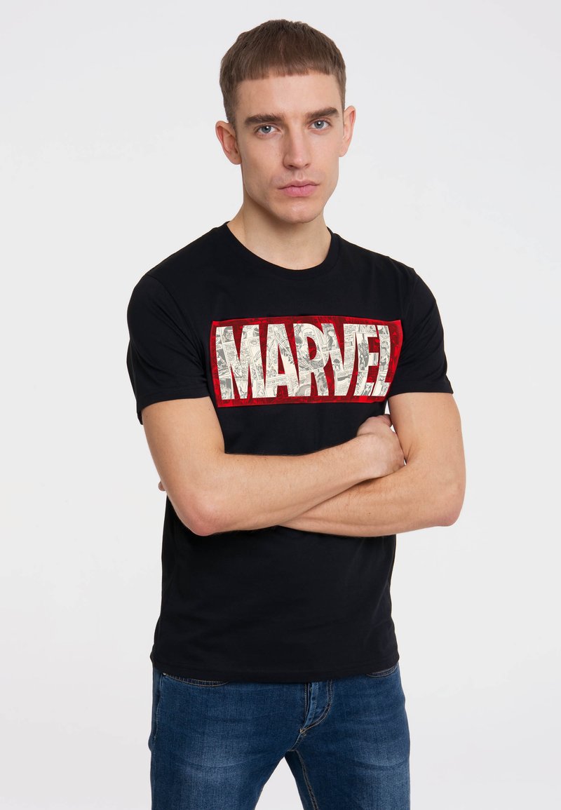 LOGOSHIRT MARVEL COMIC BLOCK LOGO - T-Shirt print - schwarz - Zalando.de